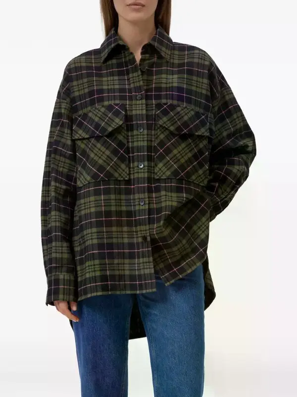 Closed Check Pattern Oversized Shirt