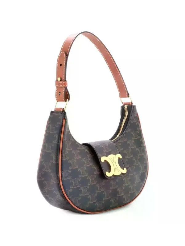 Celine Ava Triomphe Bag In Triomphe Coated Canvas - Brown