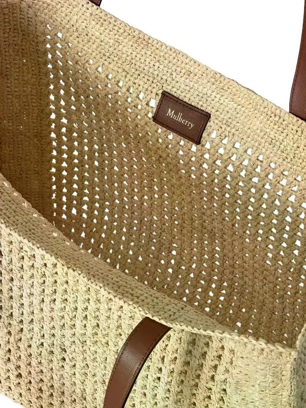 Mulberry Crochet Raffia Tote Bag