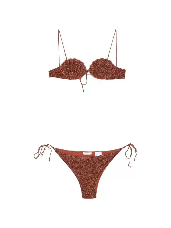 Oseree Lumière Flitter-effect Swimsuit - Brown