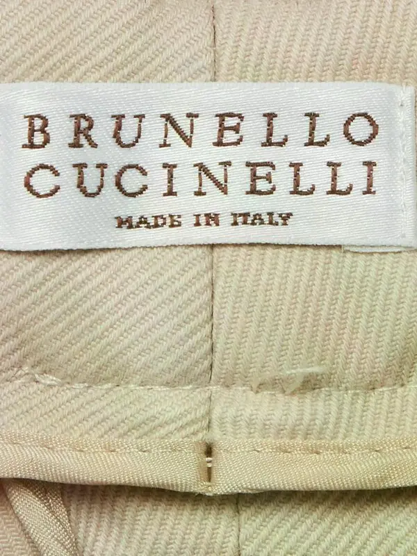 Brunello Cucinelli Beige Gabardine Straight Leg Trousers