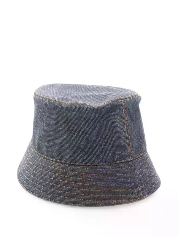 Prada Logo Plaque Denim Bucket Hat