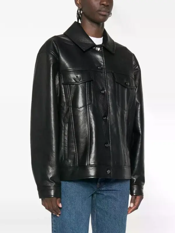 ANINE BING Leather Buttoned Jacket