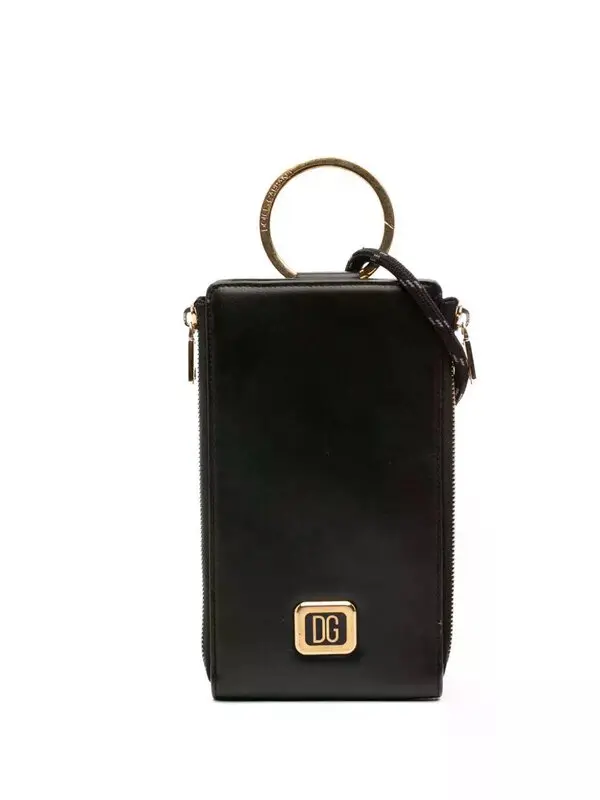 Dolce & Gabbana Calfskin Logo Plaque Shoulder Bag - Black