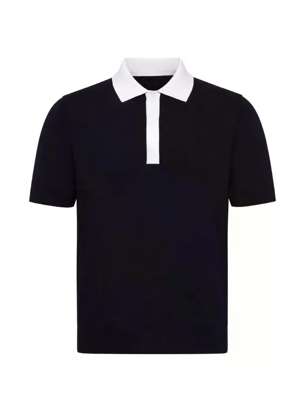 Alpha Studio Contrast-collar Short-sleeve Polo Shirt