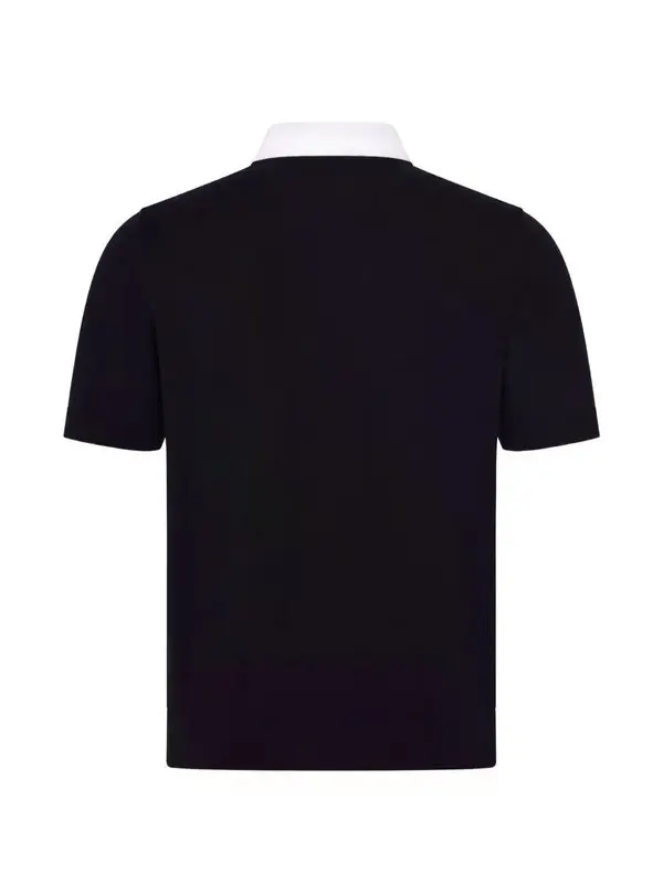 Alpha Studio Contrast-collar Short-sleeve Polo Shirt