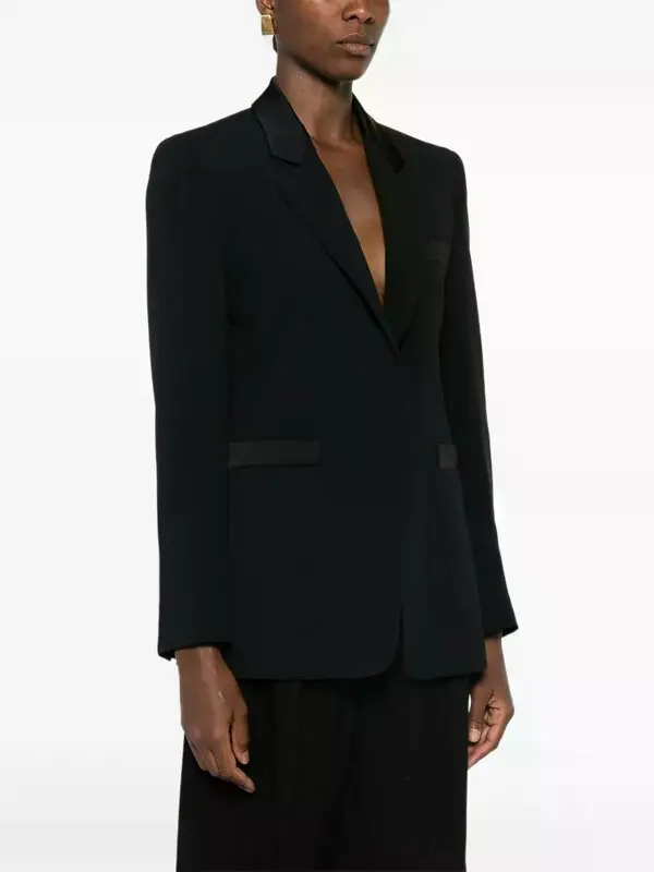 Emporio Armani Single-breasted Blazer With Satin Trim - Black