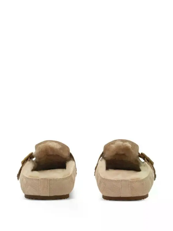 Burberry Check Shearling Urchin Clogs - Neutrals