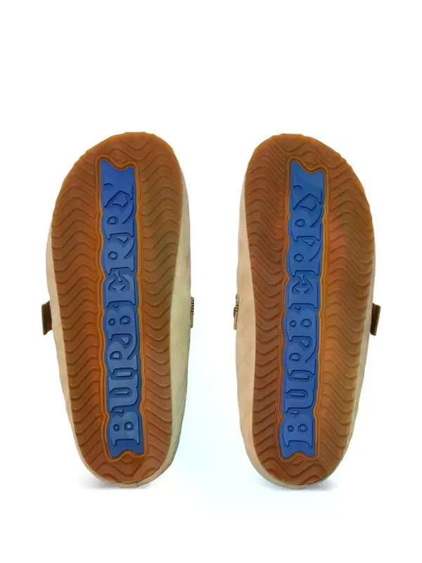 Burberry Check Shearling Urchin Clogs - Neutrals
