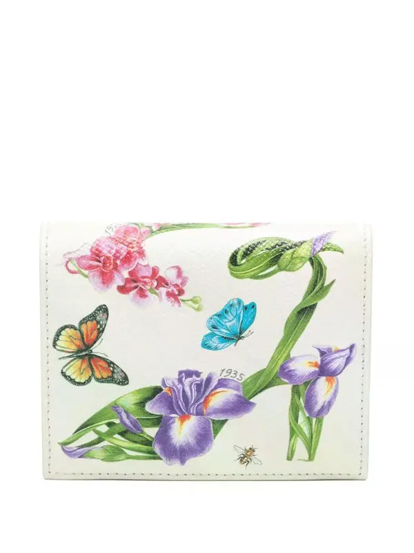 FERRAGAMO Gancini Floral-print Wallet - Neutrals