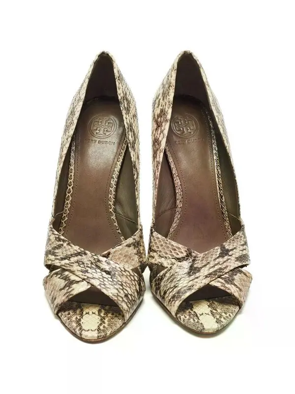 Tory Burch Amira Roccia Snakeskin-effect Open-toe Pumps