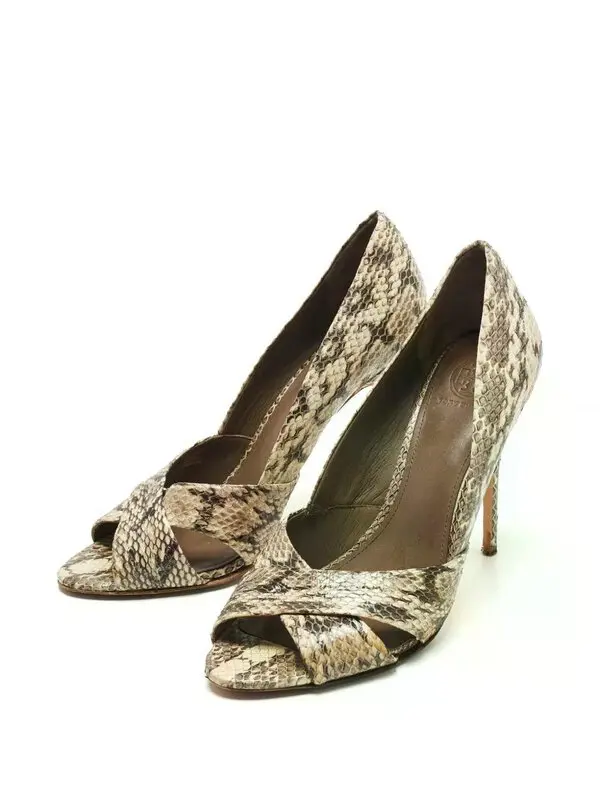 Tory Burch Amira Roccia Snakeskin-effect Open-toe Pumps