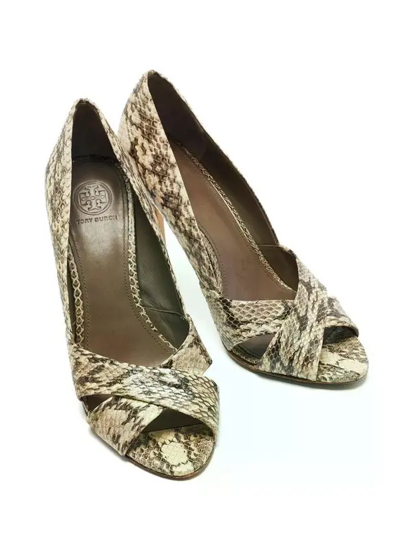 Tory Burch Amira Roccia Snakeskin-effect Open-toe Pumps