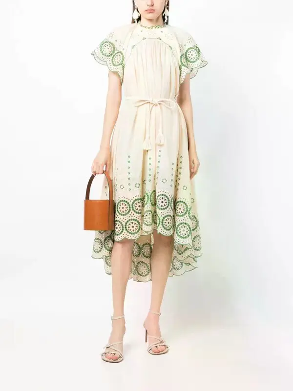 Zimmermann Raie Embroidered Midi Dress - Neutrals