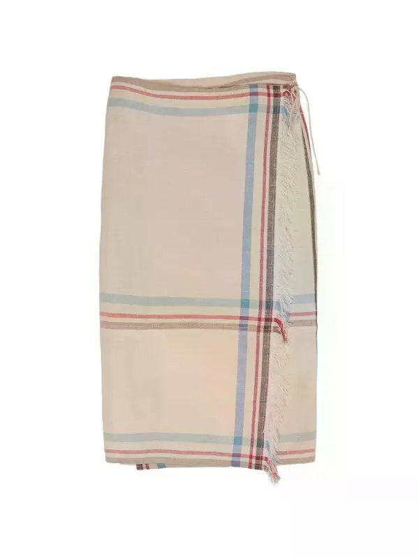 Bimba Y Lola Check-pattern Fringed Midi Skirt
