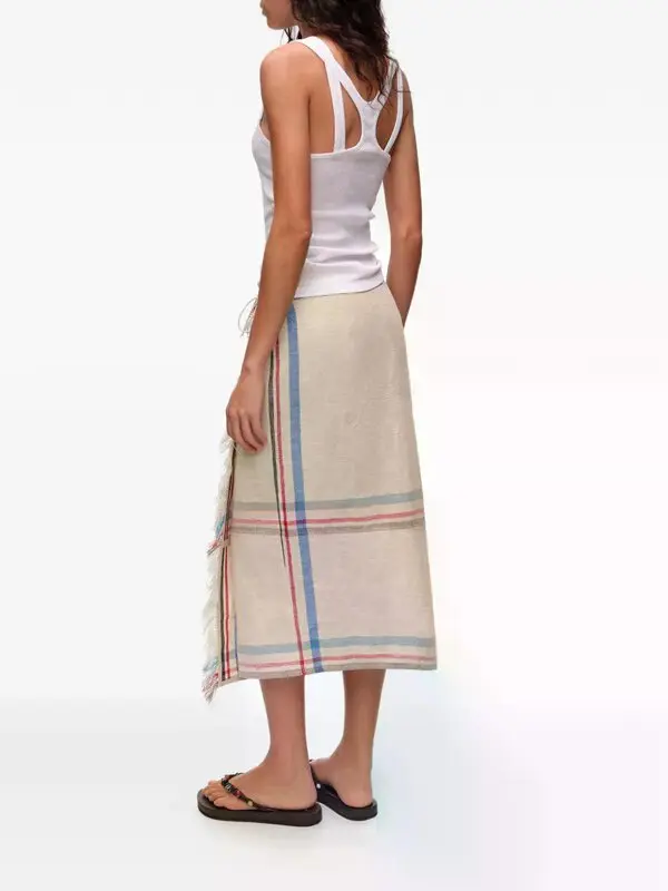 Bimba Y Lola Check-pattern Fringed Midi Skirt