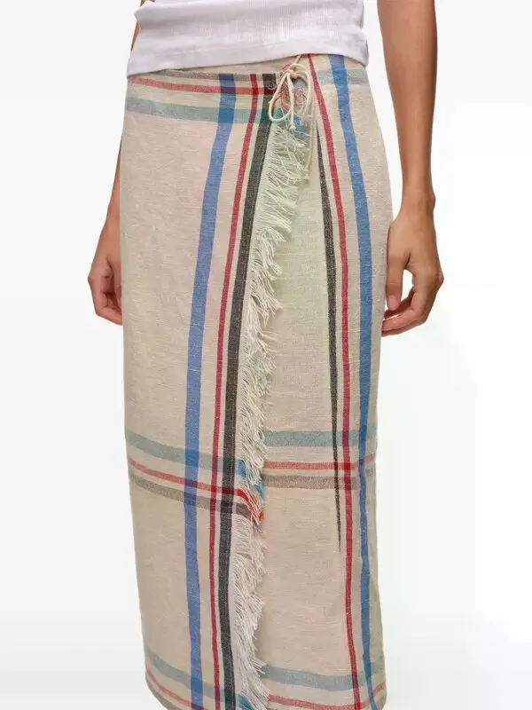 Bimba Y Lola Check-pattern Fringed Midi Skirt