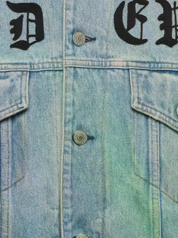 Gucci Logo Print Floral Motif Denim Jacket