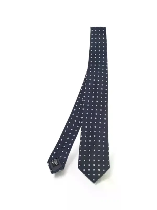 Emporio Armani Square Pattern Jacquard Tie - Blue