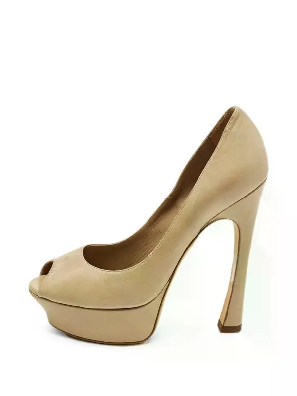 Saint Laurent Palais Platform Peep-toe Pumps - Neutrals