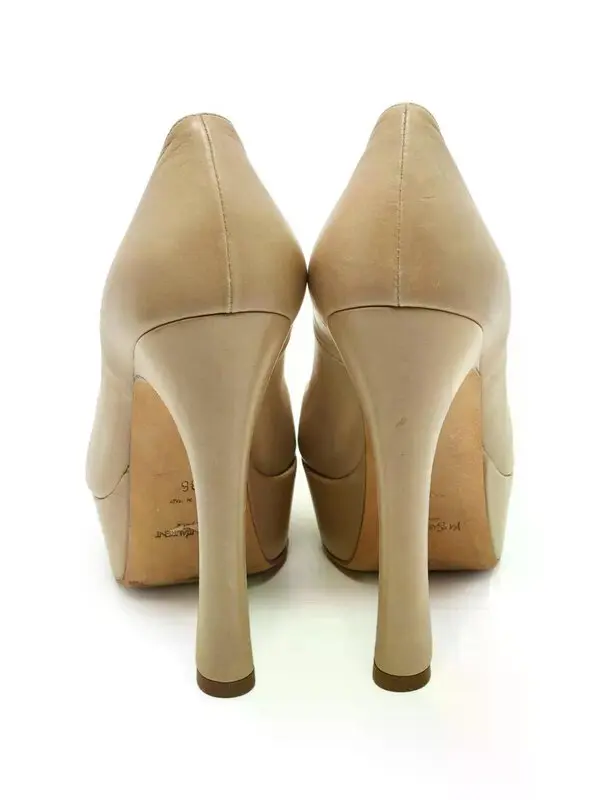 Saint Laurent Palais Platform Peep-toe Pumps - Neutrals