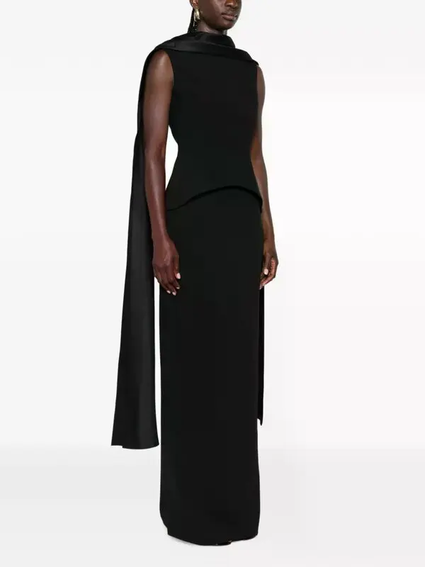Solace London Annie Cape-detail Sleeveless Maxi Dress - Black