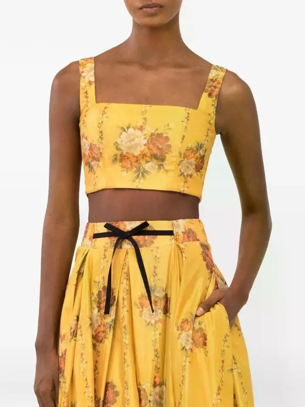 Agua Bendita Floral Print Cropped Top