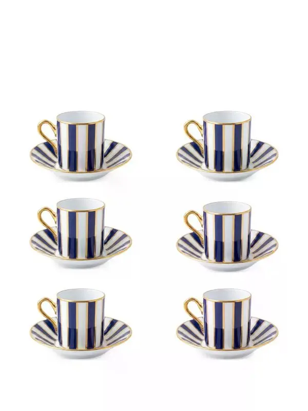 GINORI 1735 Impero Amadeus Striped Coffee Set - Blue