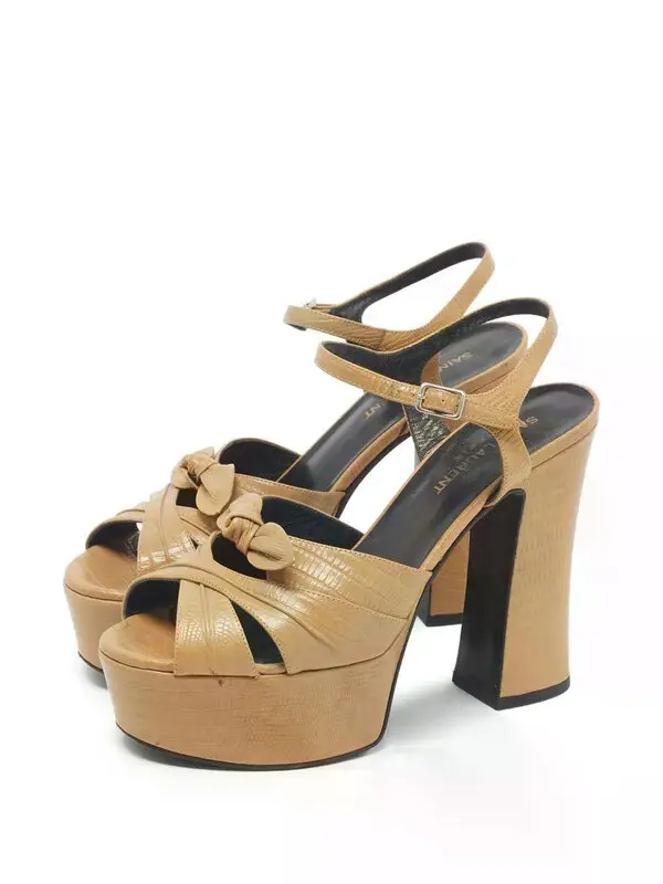 Saint Laurent Lizard-embossed Bow Platform Sandals