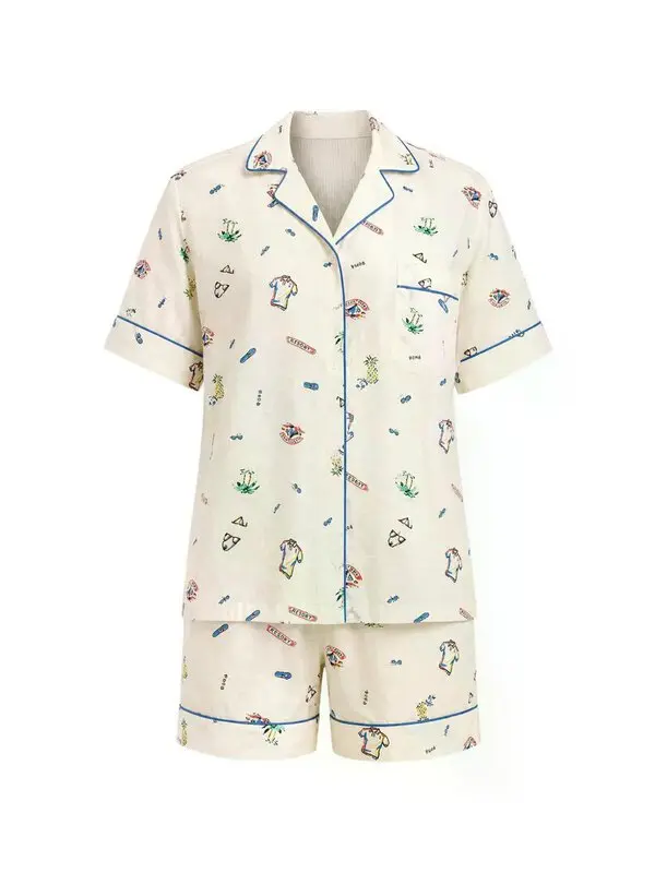 Polo Ralph Lauren Graphic-print Piped Pajamas - Neutrals
