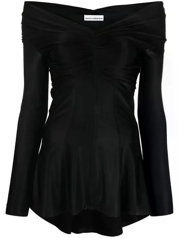 Rabanne Ruched Off-shoulder Flared Top