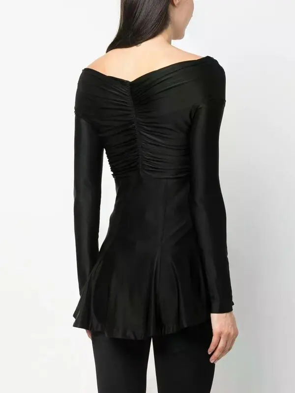 Rabanne Ruched Off-shoulder Flared Top