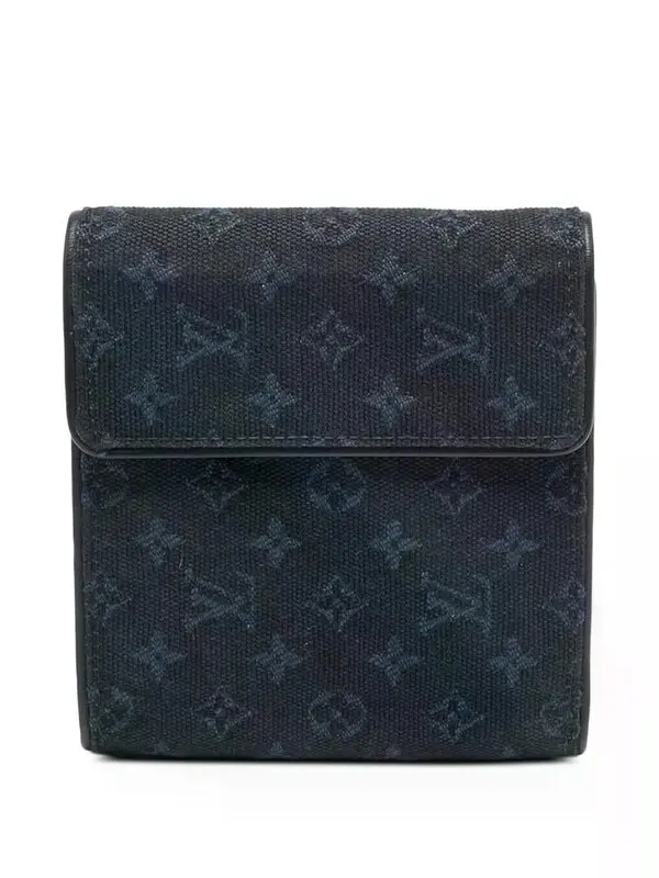 LOUIS VUITTON Monogram Mini Lin Compact Wallet - Blue