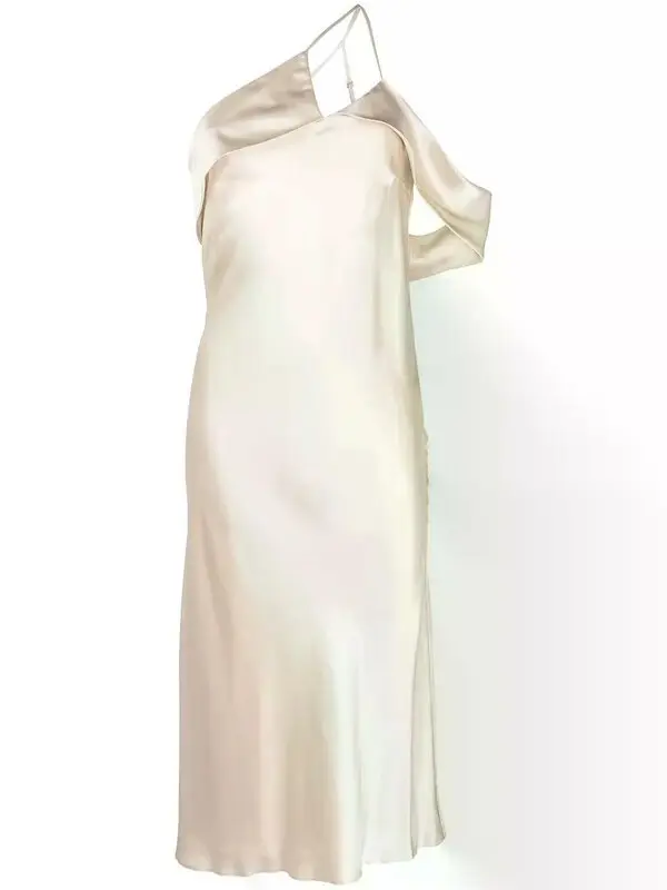 Michelle Mason Silk Satin Bias-cut One-shoulder Midi Dress