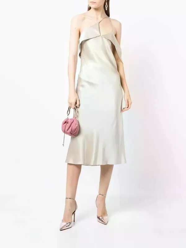 Michelle Mason Silk Satin Bias-cut One-shoulder Midi Dress