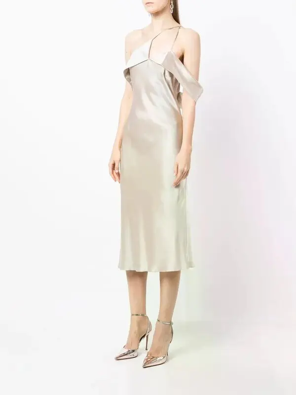 Michelle Mason Silk Satin Bias-cut One-shoulder Midi Dress
