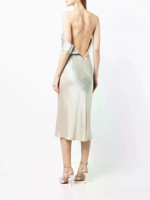 Michelle Mason Silk Satin Bias-cut One-shoulder Midi Dress