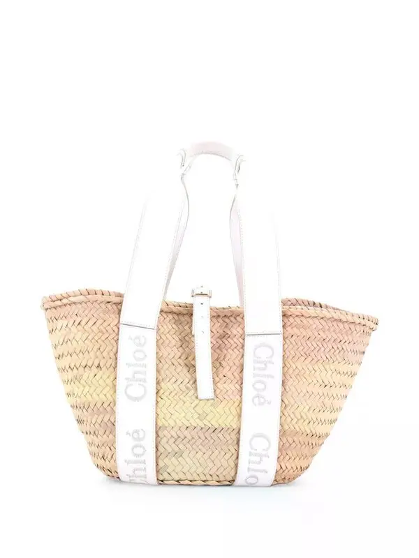 Chloé Sense Basket Tote Raffia Shoulder Bag - Neutrals