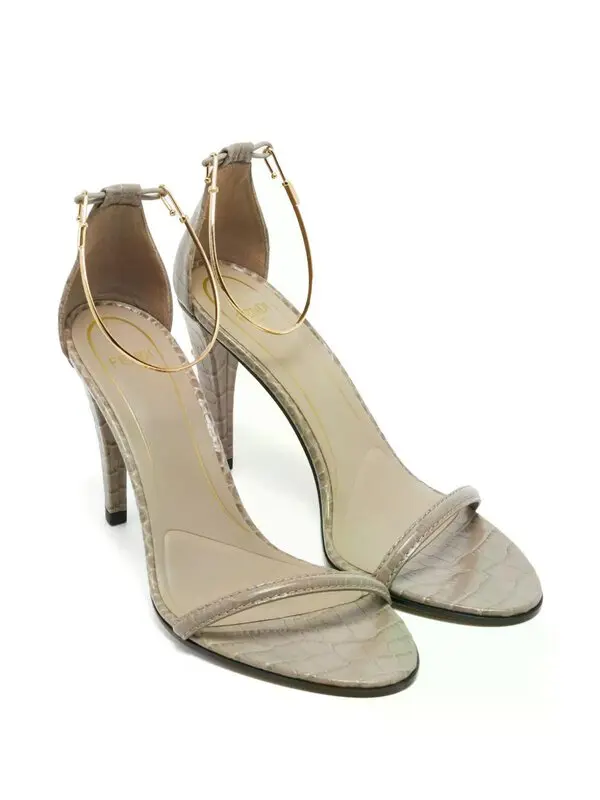 Fendi Leather Croc-embossed Ankle-strap Sandals