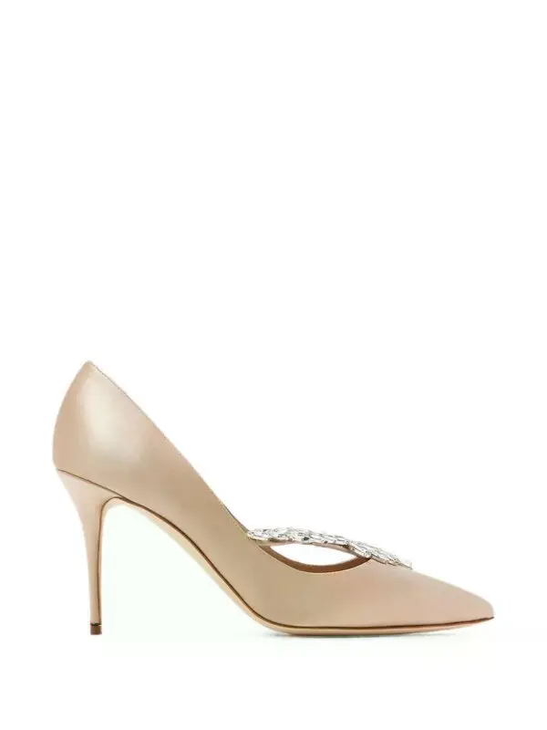 Manolo Blahnik Nadira Crystal-embellished Pumps - Neutrals