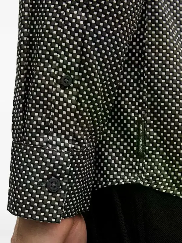 Armani Exchange Geometric-print Long-sleeve Shirt