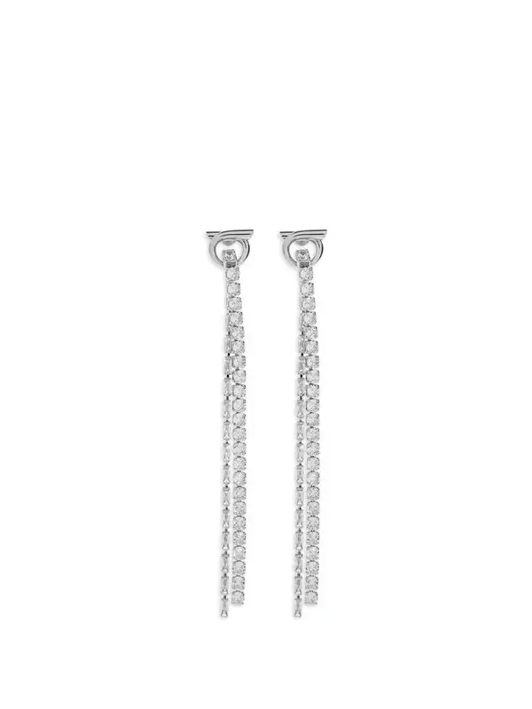 FERRAGAMO Gancini Crystal-embellished Drop Earrings - Silver
