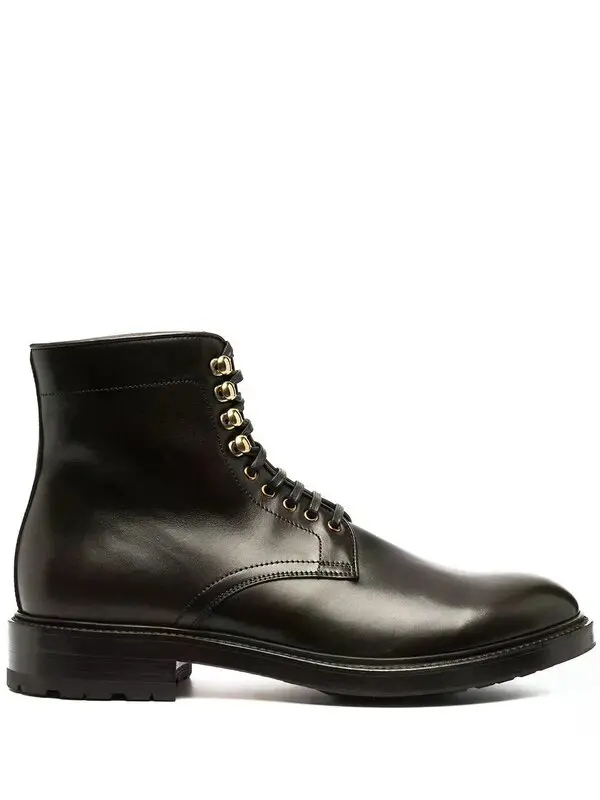 SCAROSSO Eyelet-detail Lace-up Boots - Black