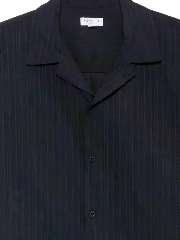 Sunspel Textured-stripe Camp-collar Shirt