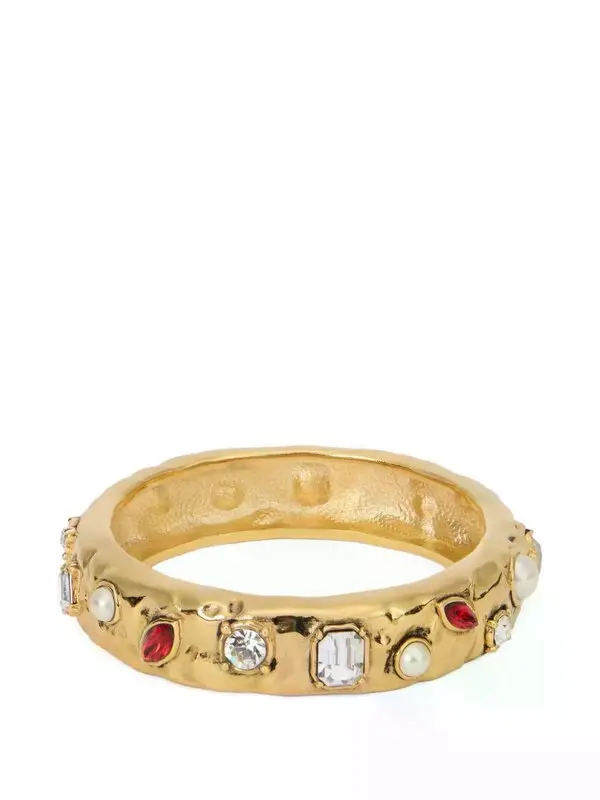 Roberto Cavalli Crystal-embellished Hammered Bracelet