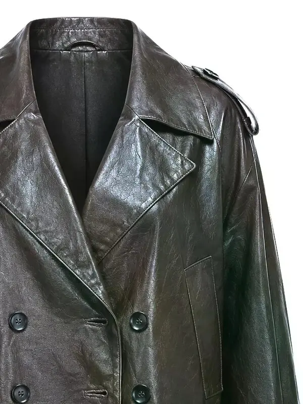 GIORGIO BRATO Double-breasted Leather Jacket - Brown