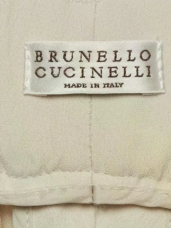 Brunello Cucinelli Beige Crepe Cropped Trousers