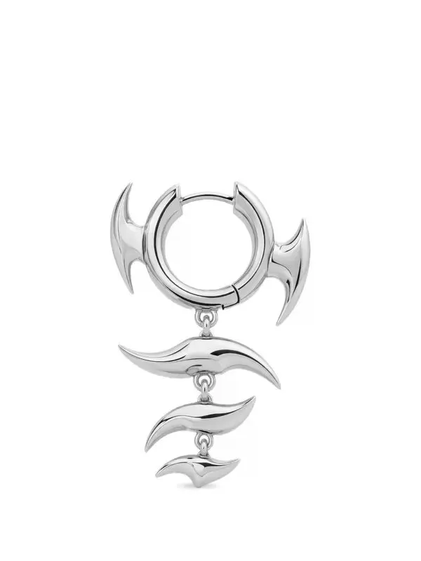YOJ X Cutout Claw-charm Hoop Earring - Silver