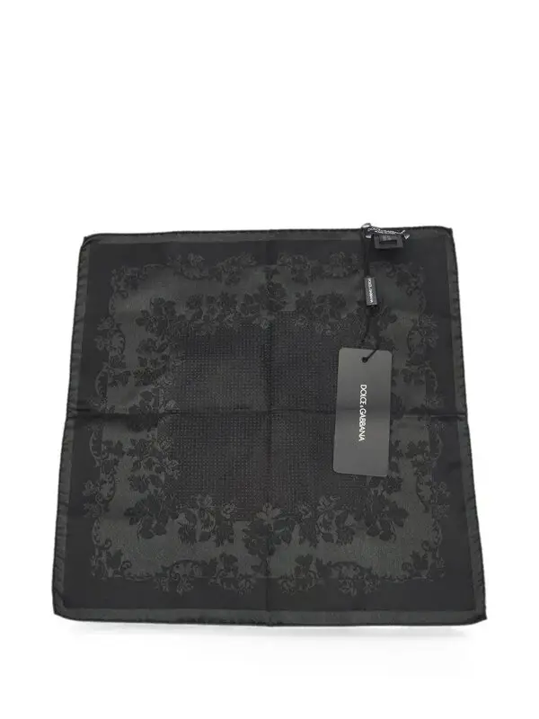 Dolce & Gabbana Floral Jacquard Pocket Square - Black