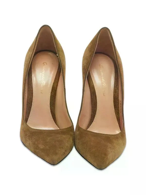 GIANVITO ROSSI Suede Pointed Toe Pumps - Brown